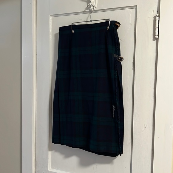 St. Michael | Kilts | Vintage Mens Green Blue Plaid Wool Blend Kilt ...
